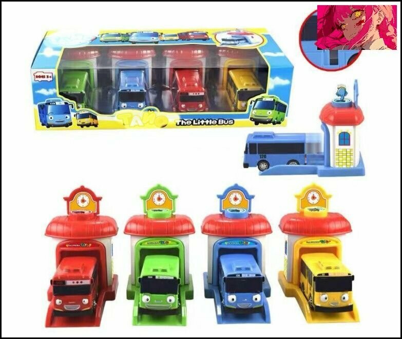 Игровой набор Тайо, Роги, Гани и Рани с гаражом из мультфильма Тайо