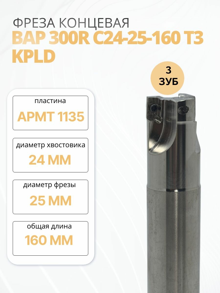Концевая корпусная фреза BAP300R C24-25-160-3T под сменные пластины