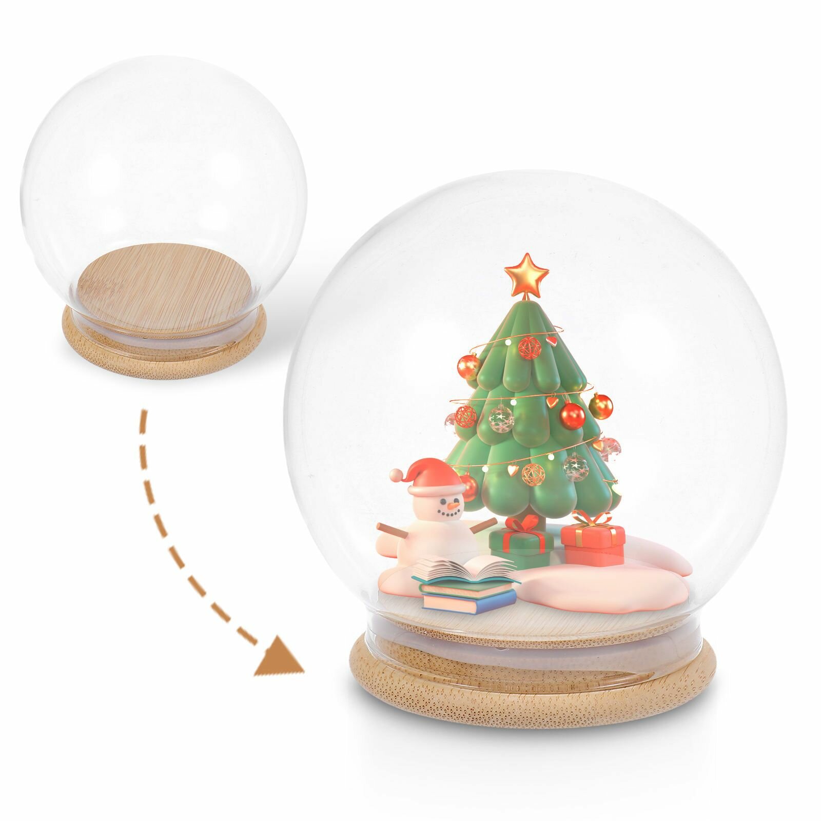Стеклянный купол с бамбуковым основанием, прозрачный колпак 10 см для снежных шаров, ручных поделок, сувениров и мини-террариумов, элегантная защита декора
