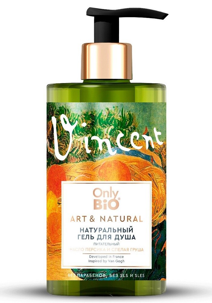 Only Bio Art & Natural - Питательный Натуральный гель для душа "масло персика и спелая груша" 290 мл.