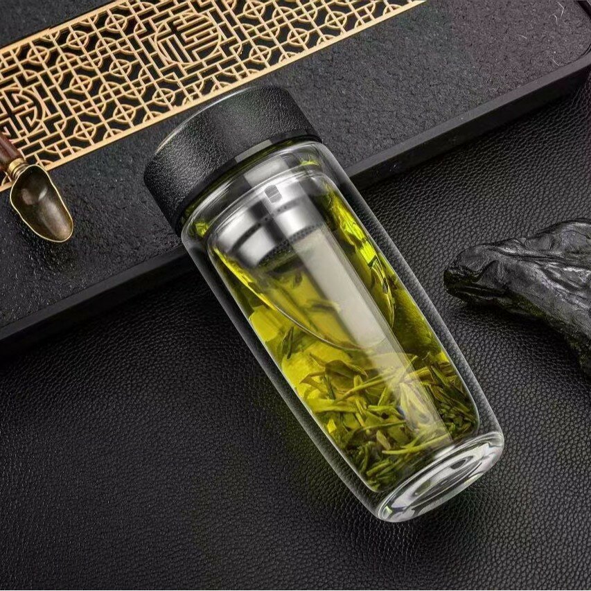 Чашка разделения чая чашка гусиного яйца двухслойная утолщенная стеклянная деловая чашка высокотемпературная устойчивая