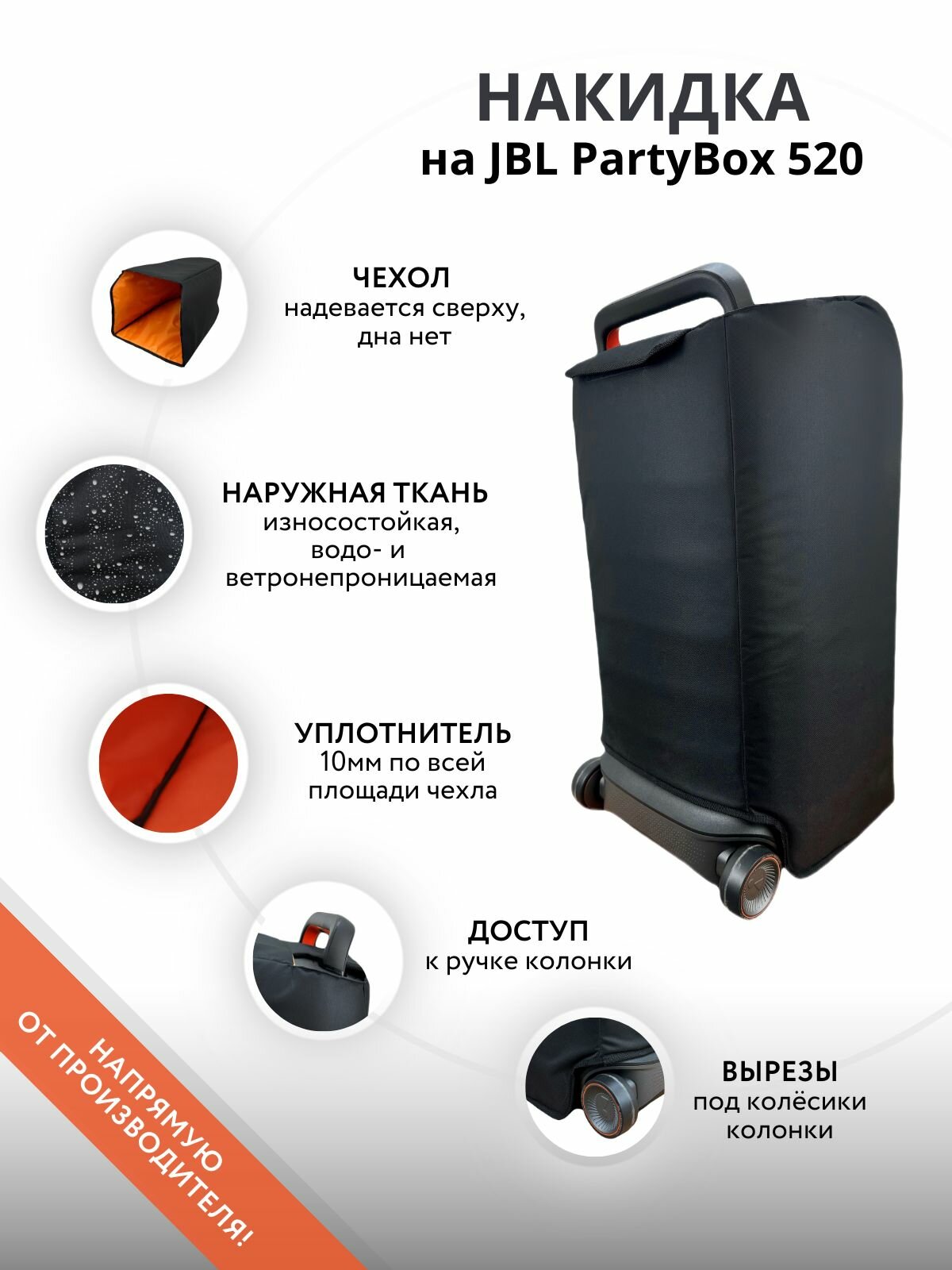 Накидка для колонки JBL PartyBox 520 (GoodBag)