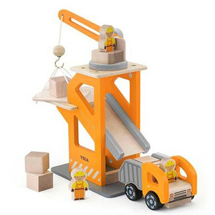 VIGA Набор Строитель (кран, машина, фигурки, кубики) 51616 с 3 лет
