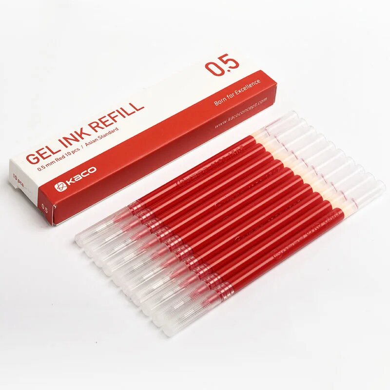 Стержни для гелевых ручек Kaco G2 0,5 мм, черный, красный, синий, темно-синий Красный, Asian Red