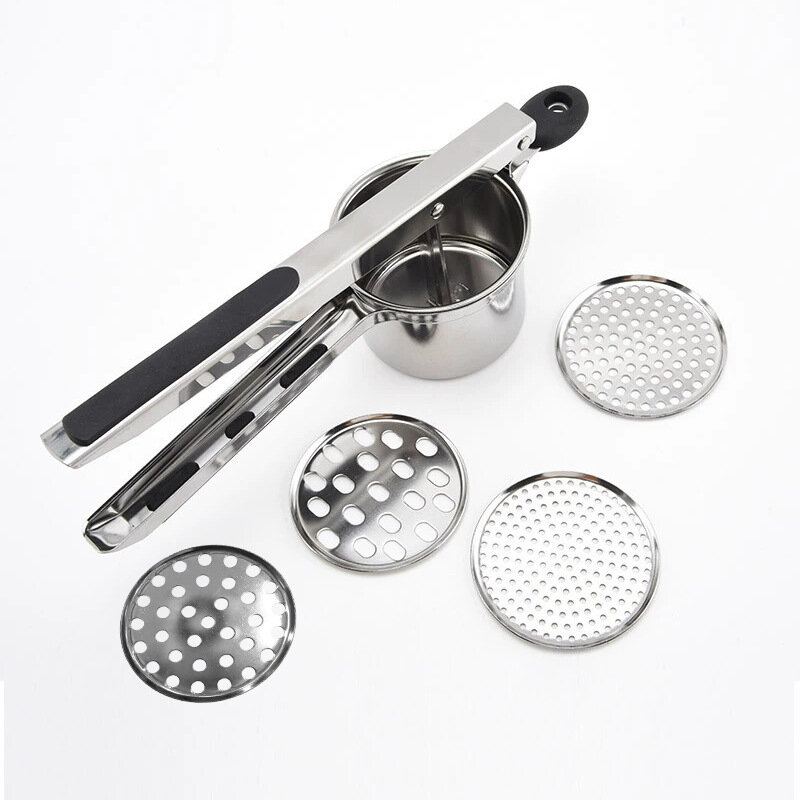 Картофелемялка из нержавеющей стали, картофеледавилка для дома с утолщенной ручкой, резиновая пластиковая картофелемялка в наличии