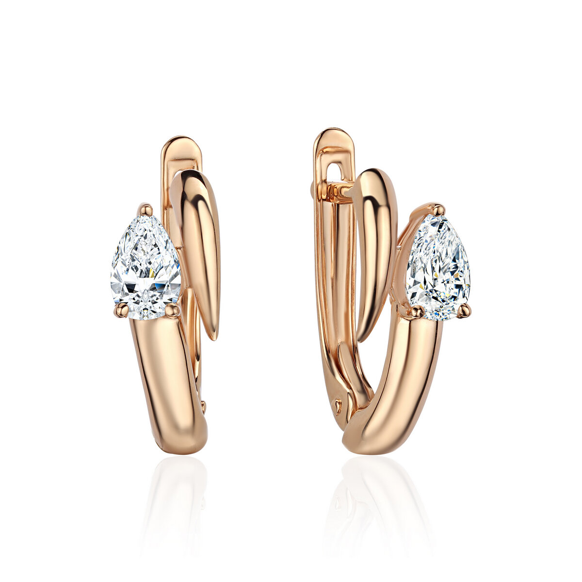 Серьги, красное золото, 585 проба, топаз