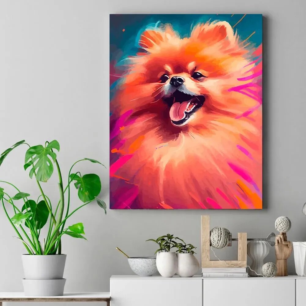 Алмазная Мозаика "Шпиц" 40х50 См Алмазная Вышивка / Картина Стразами Подарков / Украшения