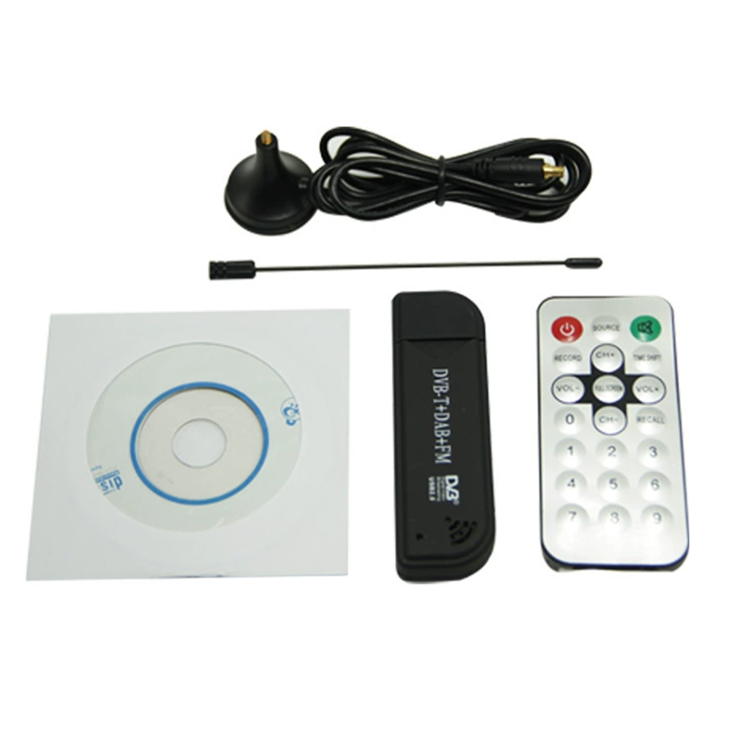 Мини Портативный Цифровой USB 2.0 ТВ Стик DVB-T + DAB + FM RTL2832U + FC0012 Чип Поддержка SDR Тюнер Приемник, Синий, Размер 8.8*2.6*1.0 см, Вес 19.7 г, Пакет 14.0*12.5*4.0 см, Вес Пакета 68 г, В комплект входят 1 ТВ Стик, 1 Внешняя Антенна, 1 ДУ, 1 CD с