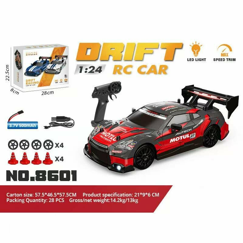 Радиоуправляемая машинка для дрифта JB0405077, 4WD, светодиодная подсветка, 4 запасных колеса