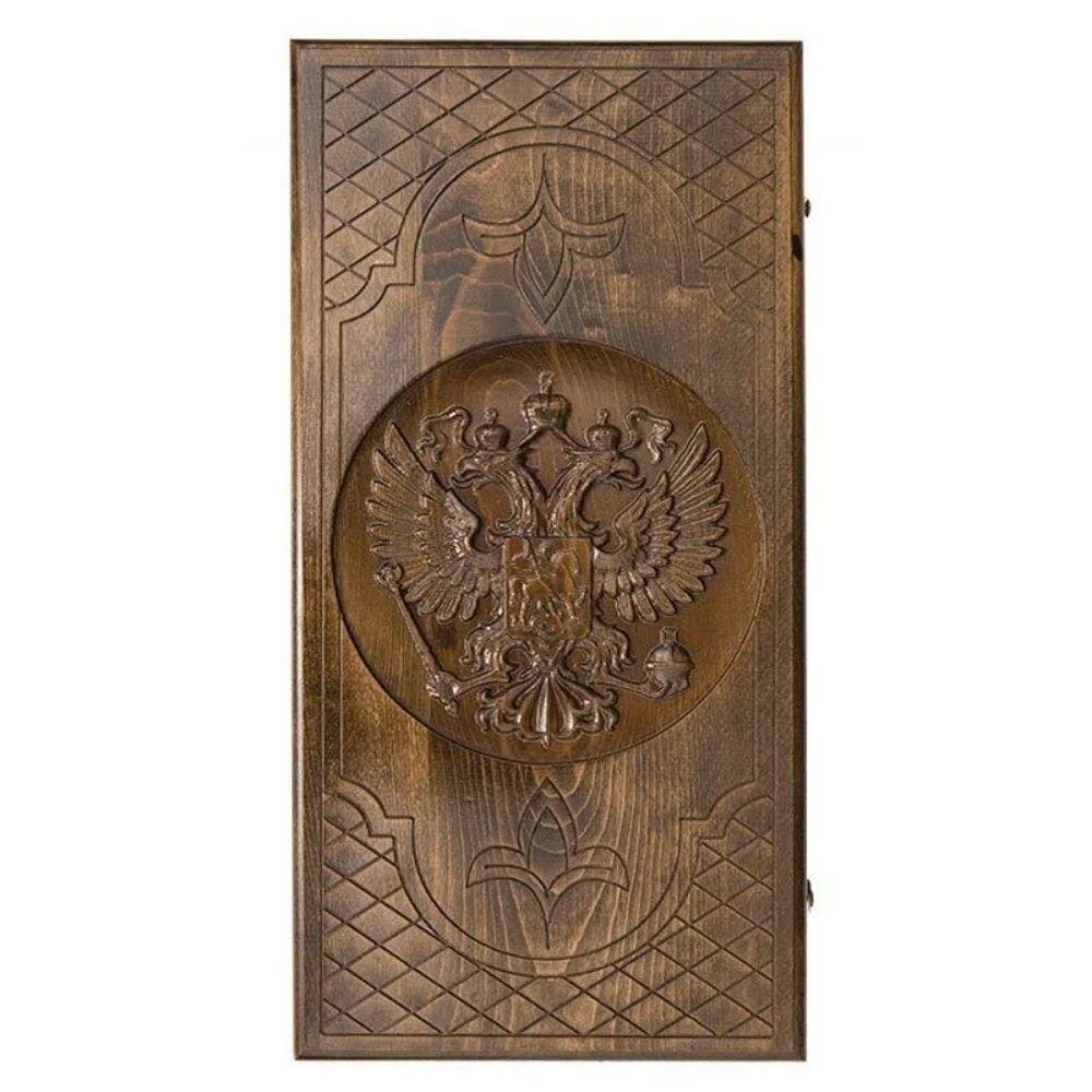 Нарды и шашки резные Герб России 62 х 64 см бук Армения 62696 Ustyan