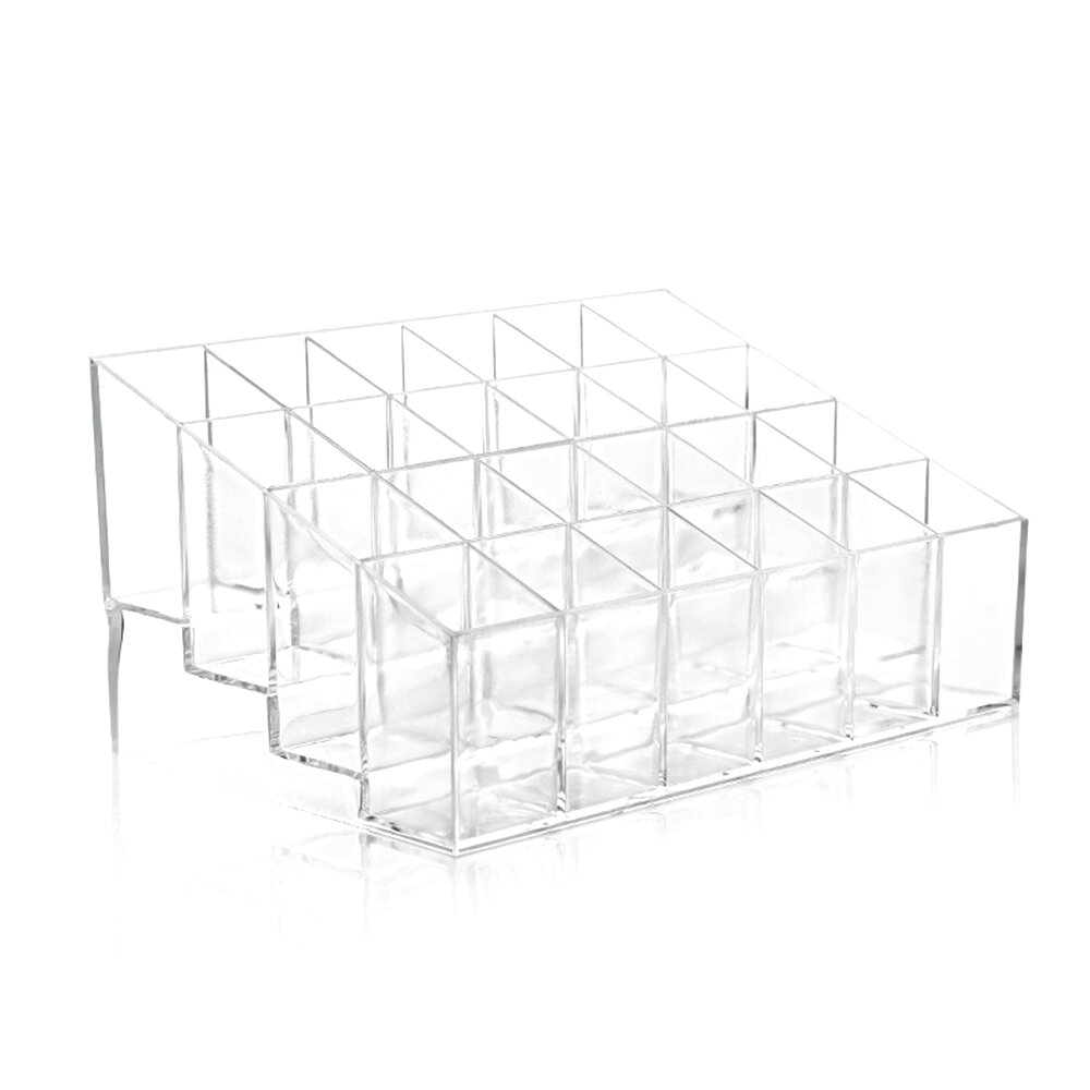 24 Grids Transparent Lipsticks Holder Case Storage Box Display Stand Storage Rack Makeup Organizer PS Material 143*95mm Size 37mm-73mm Height 144g Weight