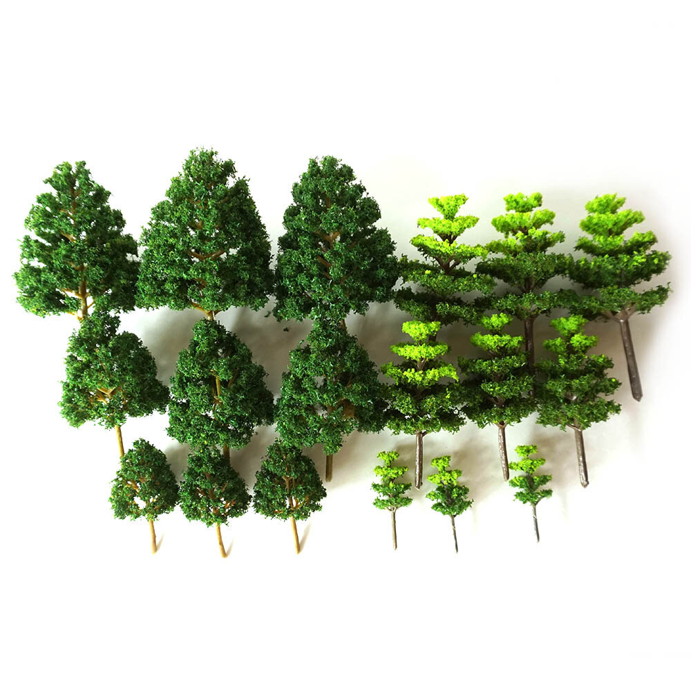 Набор 18 шт. деревья для макета, пластик, 2 стиля