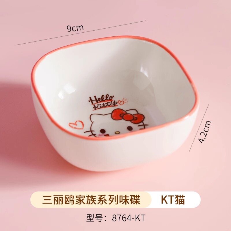 Керамическая приправная тарелка Sanrio 4inch квадратная закусочная тарелка домашняя маленькая миска мультяшная тарелка для соуса Hello Kitty уксусная тарелка