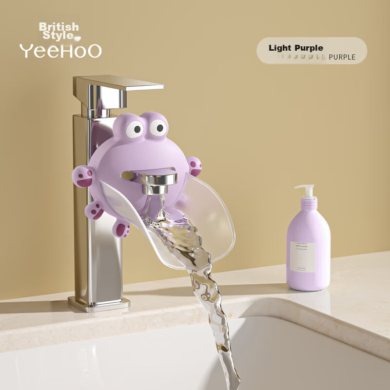 YEEHOO Faucet Extender, Cute Cartoon Design for Baby Hand Washing, Universal Silicone Extension, Splash-Proof Device, Purple