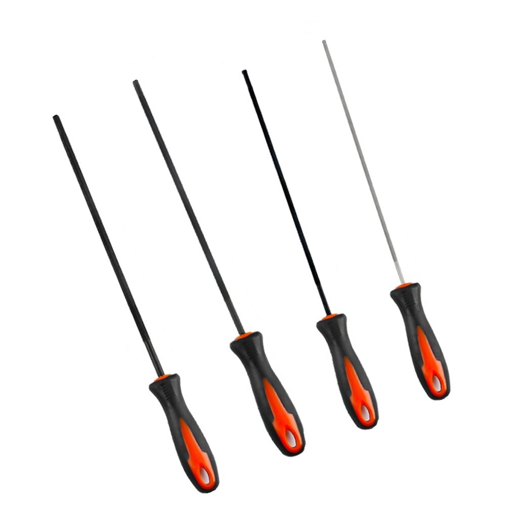 Упаковка из 4 Круглых Напильников для Бензопилы с Эргономичной Ручкой и сумкой для хранения Инструмента для обслуживания Бензопилы для точной заточки