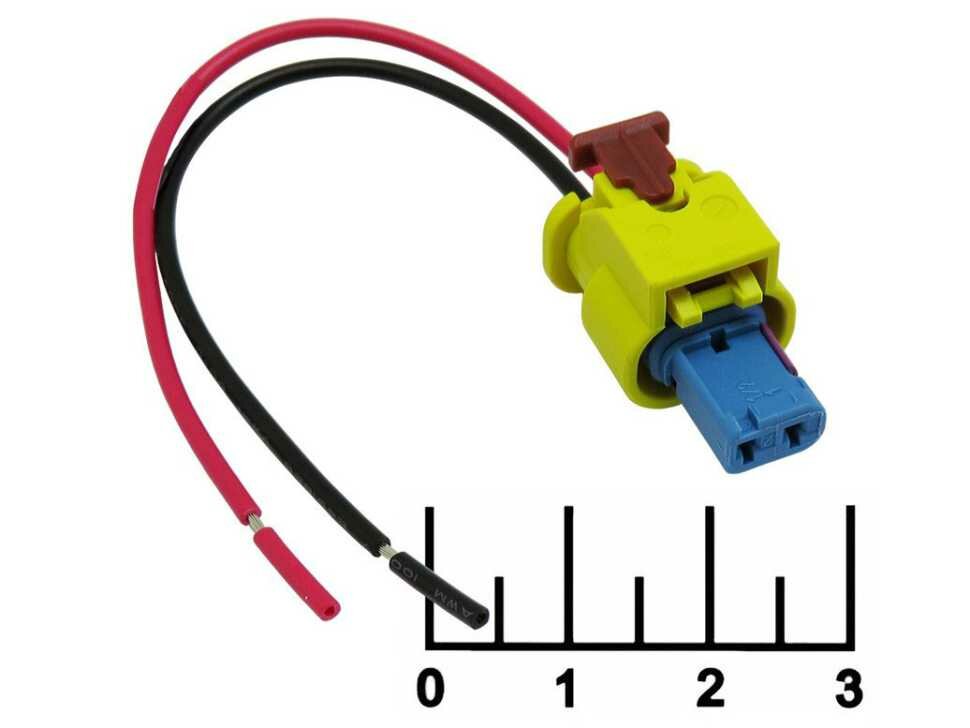 Разъем 2pin гнездо влагозащищенный на проводе 4H0973323 Cargen (AX6402)