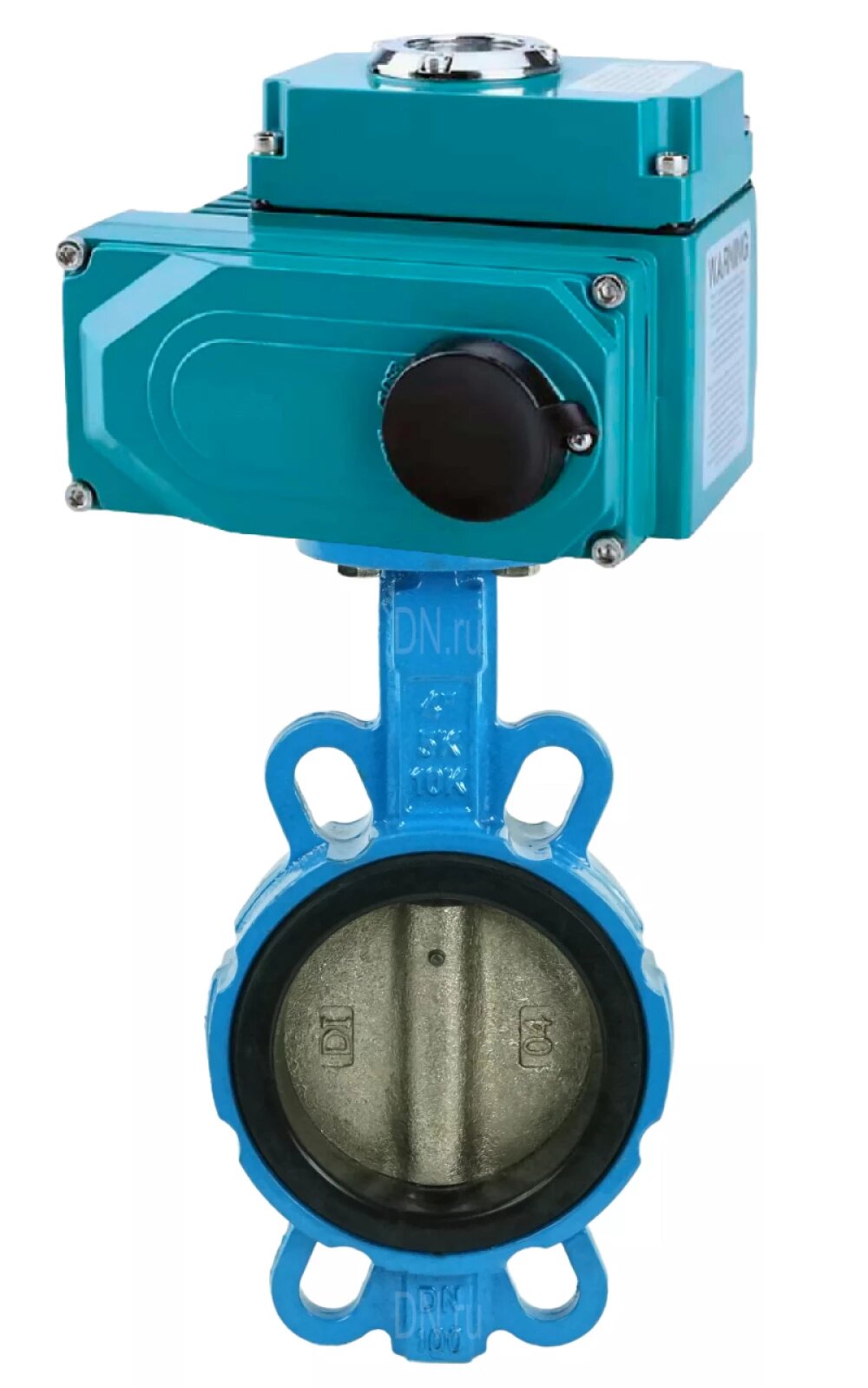 Затвор дисковый поворотный DN.ru BV-16 Ду150 Ру16, корпус -чугун GGG50, диск - чугун GGG40, уплотнение - EPDM, с 1/4-оборотным электроприводом QT2-020-220VAC 220В