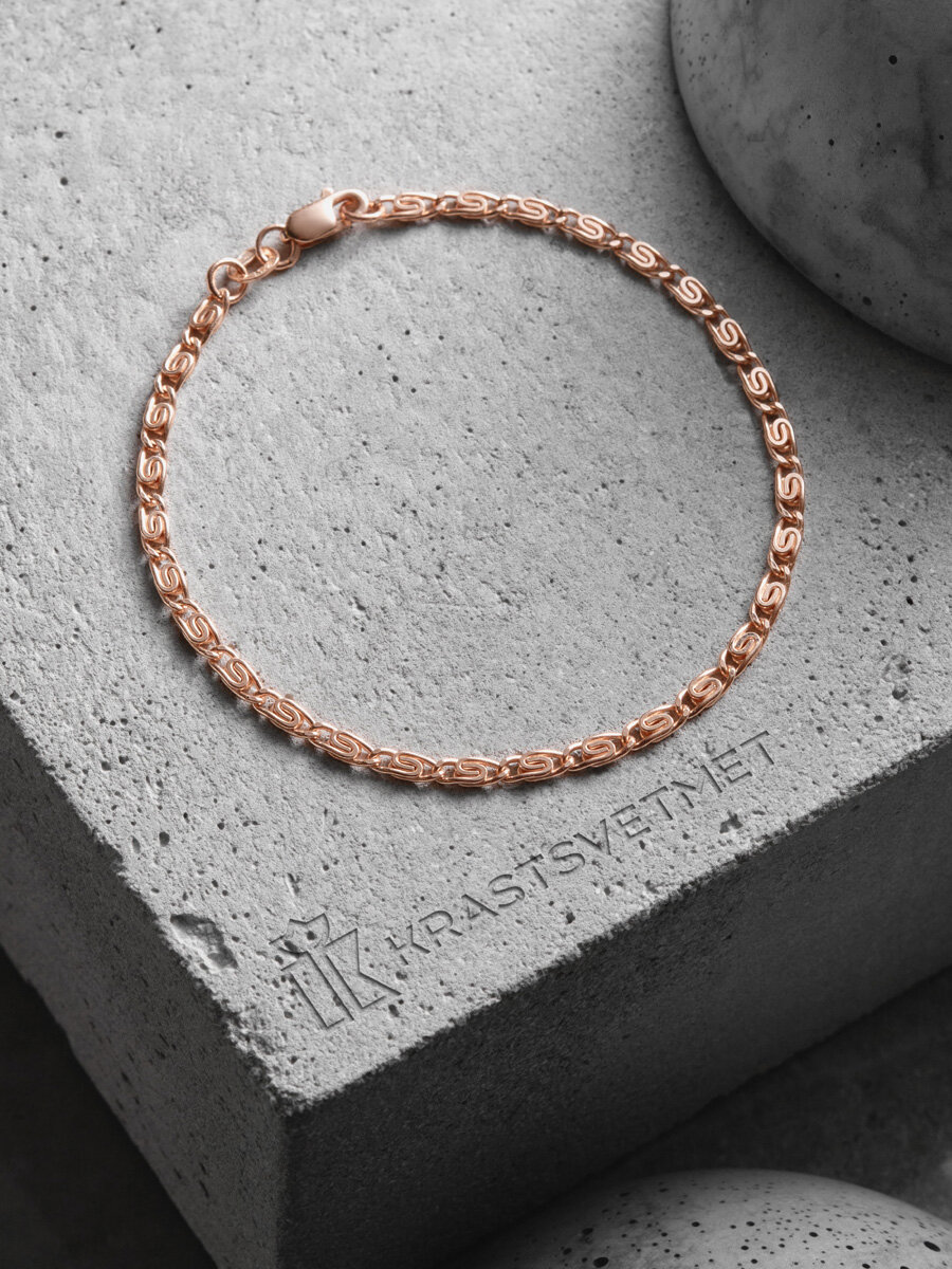 Браслет-цепочка, красное золото, 585 проба