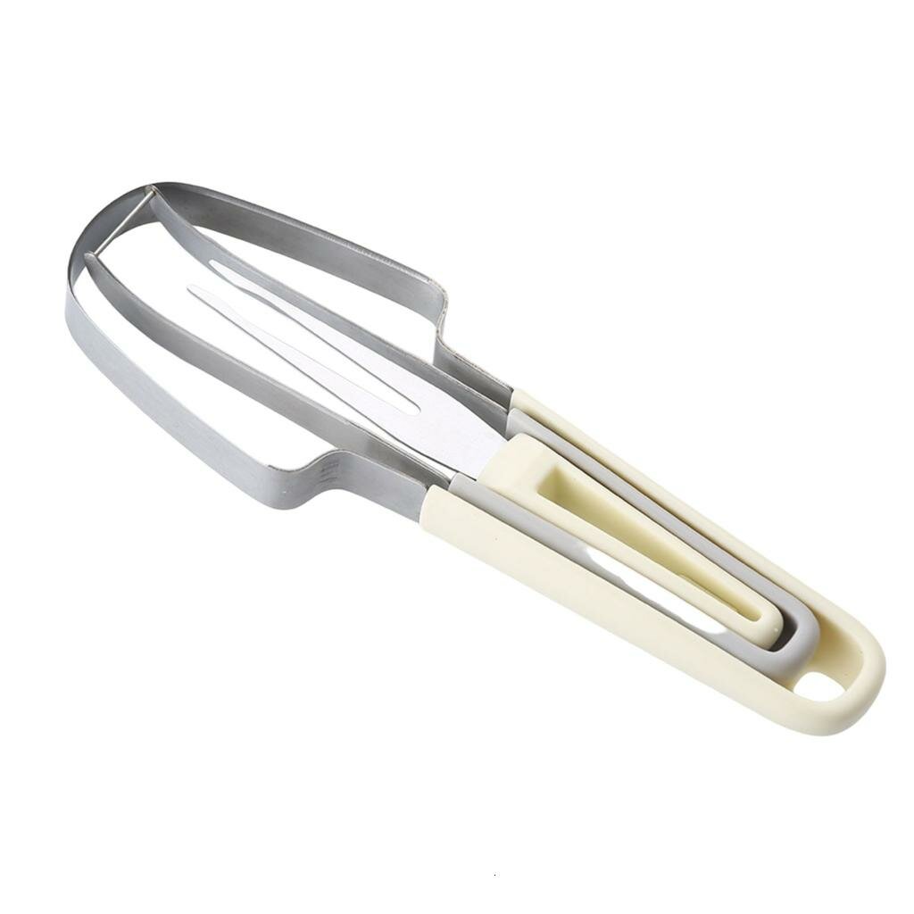 3 в 1 дыня-резак арбузный нож-вилка из нержавеющей стали, Бежевый