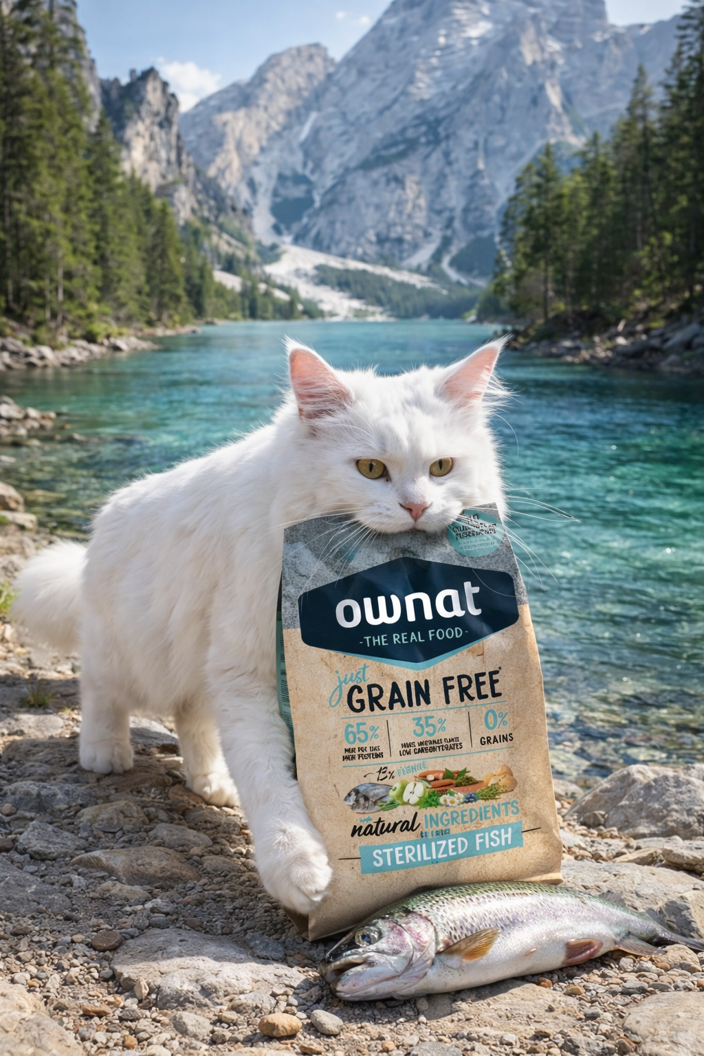 Корм Ownat Just Grain Free, сухой, беззерновой, для стерилизованных кошек, рыба, 1 кг