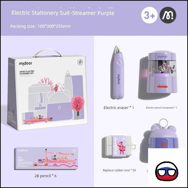 Эксклюзивный набор канцелярский Mideer с ластиком точилкой и пылесосом электрическим для девочек