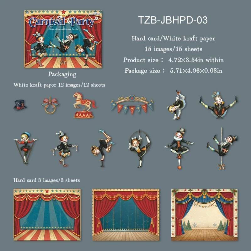 Наклейки цирковые винтажные TZB-JBHPD-03