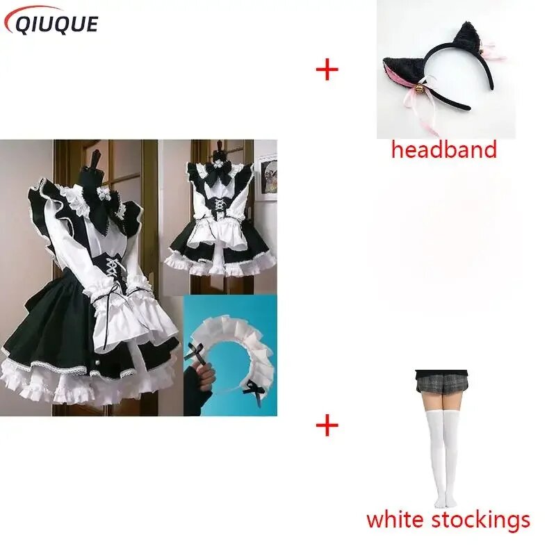 Костюм горничной аниме полиэстер хлопок Белый, XXL, Package 8, Size for Women