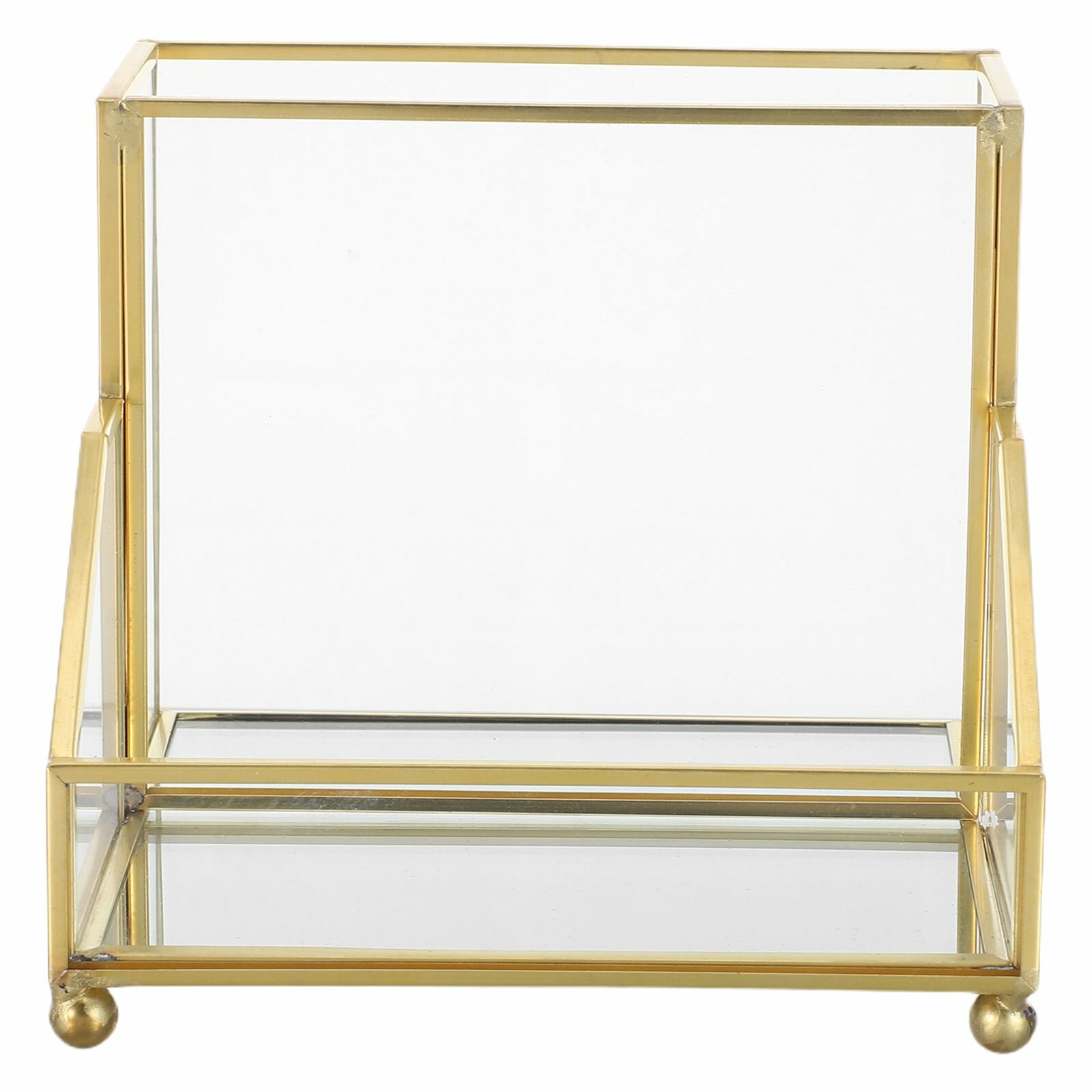 Стеклянный металлический держатель для визитных карточек с золотой рамкой для хранения