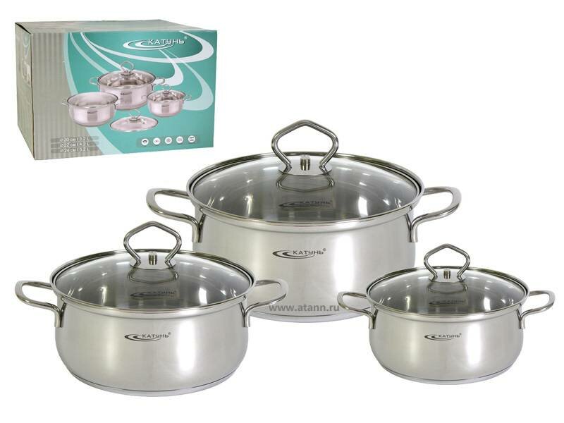 Набор кастрюль 3 предмета (2.2л; 3.2л; 4.2л) Лира