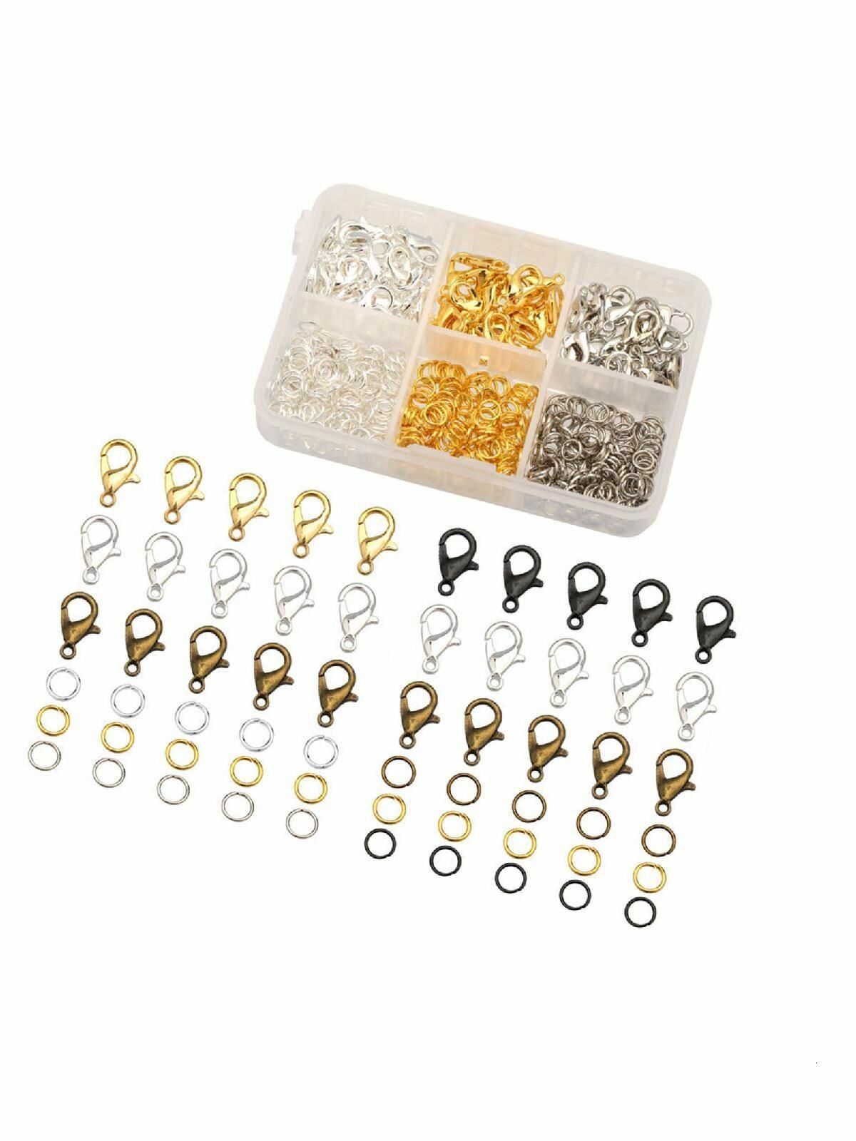 Когли омаров застегнуты и прыжковые кольца, установленные для бревна, Keyring с цепью, Set 1