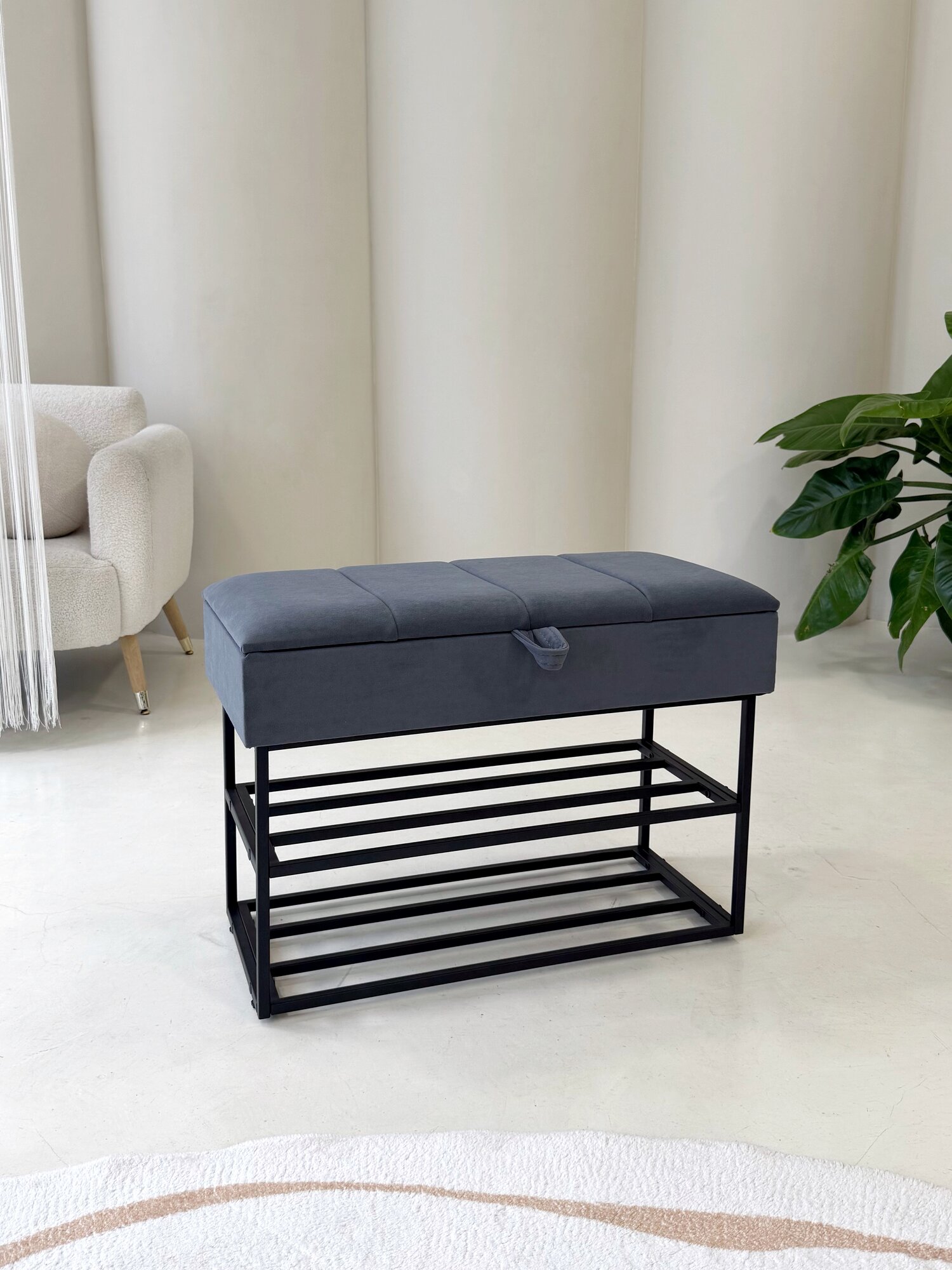 Банкетка обувница в прихожую с мягким сиденьем, 73х34х52см