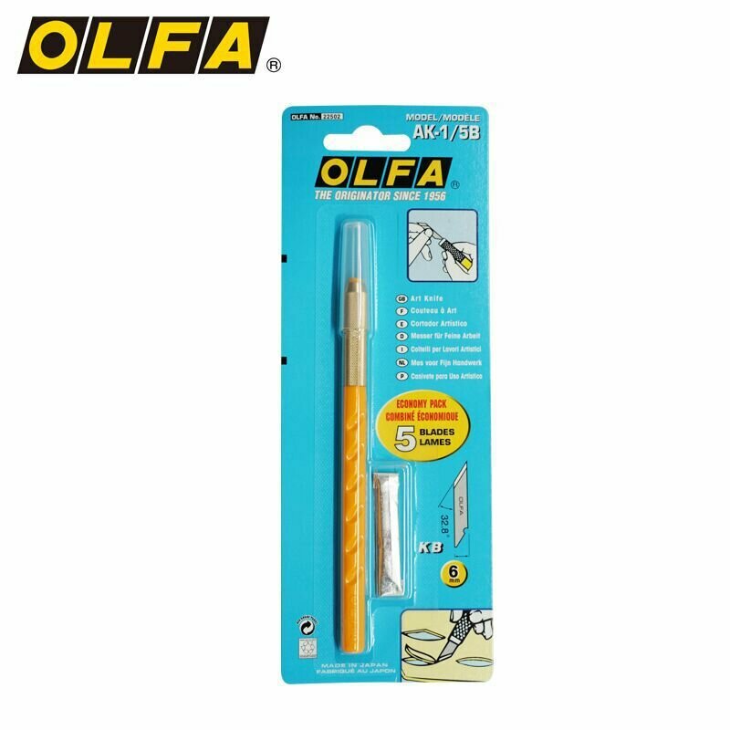 Японский нож Olfa Art Utility Knife, нож для прототипирования, маленький желтый нож для резьбы AK-1/5B