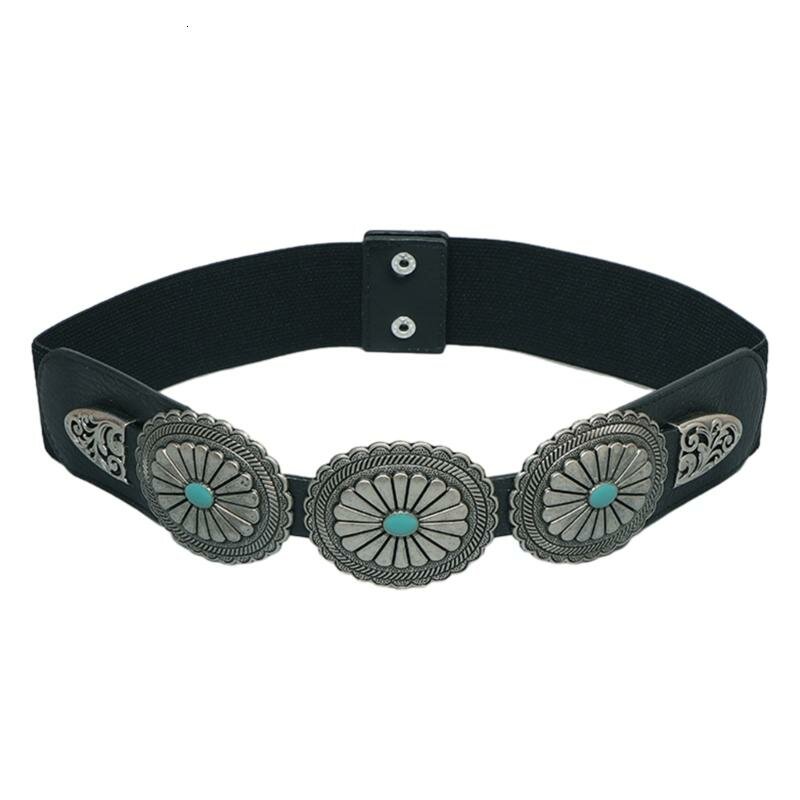 Пояса, Эластичный ремень с металлической пряжкой-черный