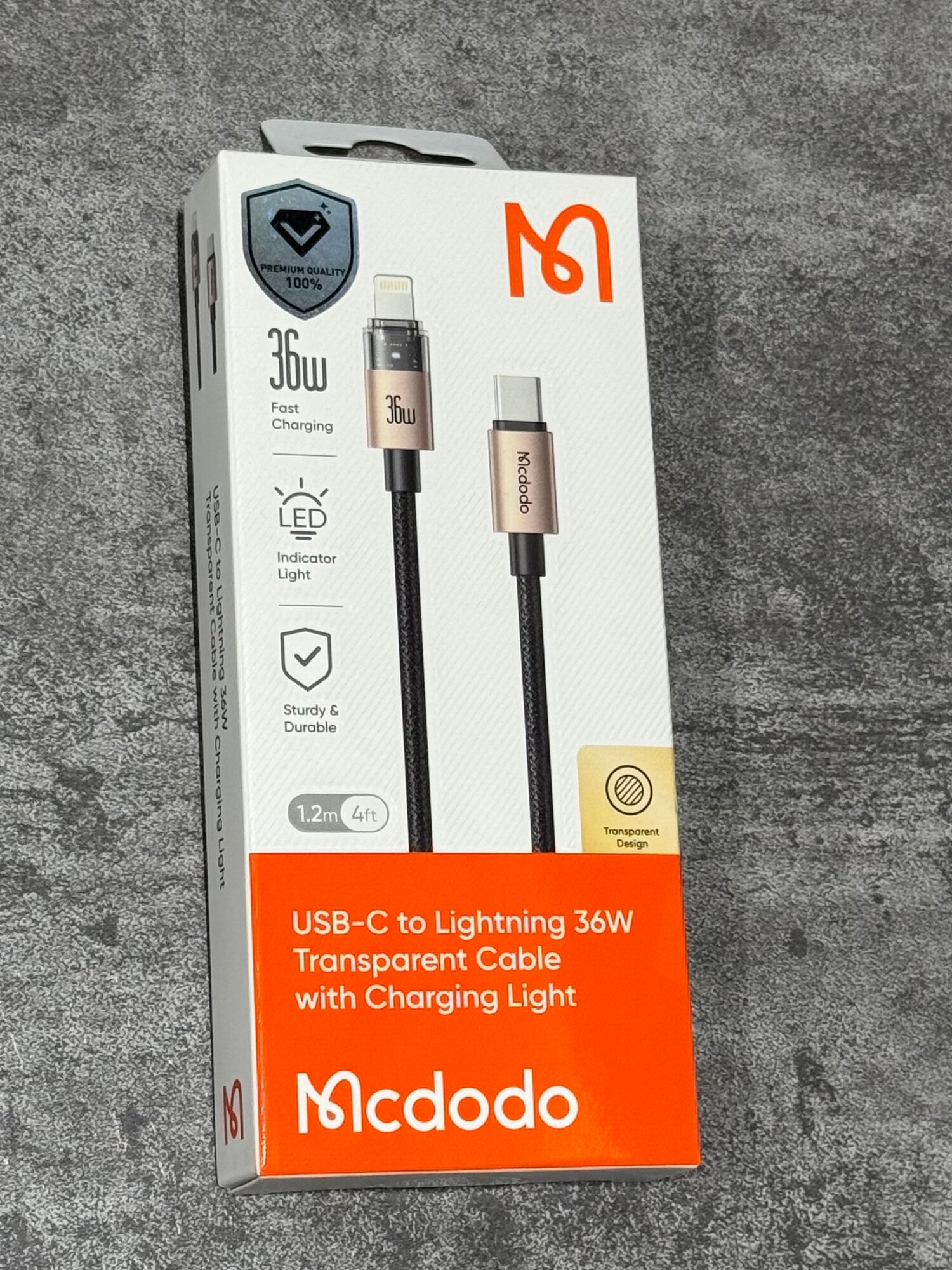 Кабель Mcdodo CA-694 36W USB-C Lightning со световым индикатором заряда (черно-золотой)