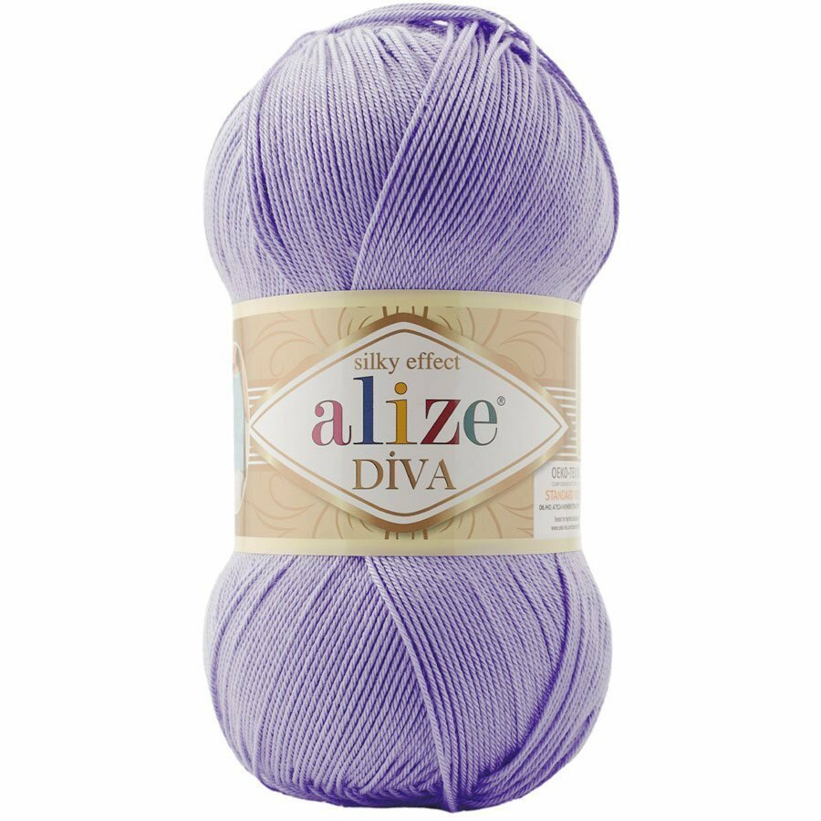 Пряжа Alize DIVA SILKY EFFECT 158 св. лиловый (5 мотков)