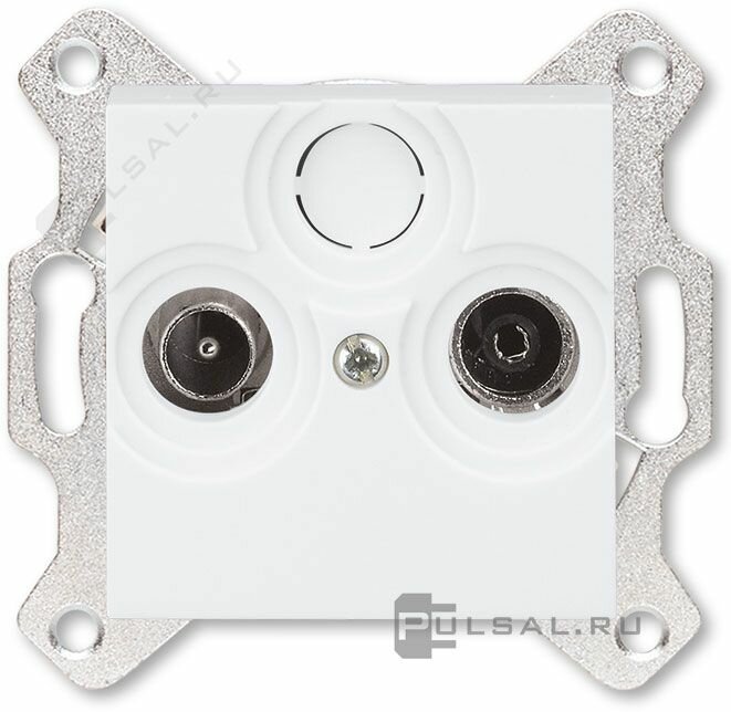 Розетка оконечная ABB двойная ТВ радио оконечная встроенный монтаж пластмасса белый