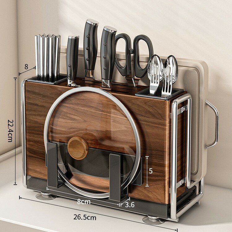 Винтажный стиль кухонной подставки для ножей, многофункциональная подставка для разделочной доски, держатель для палочек, интегрированный органайзер для ножей, настенная подставка для разделочной доски