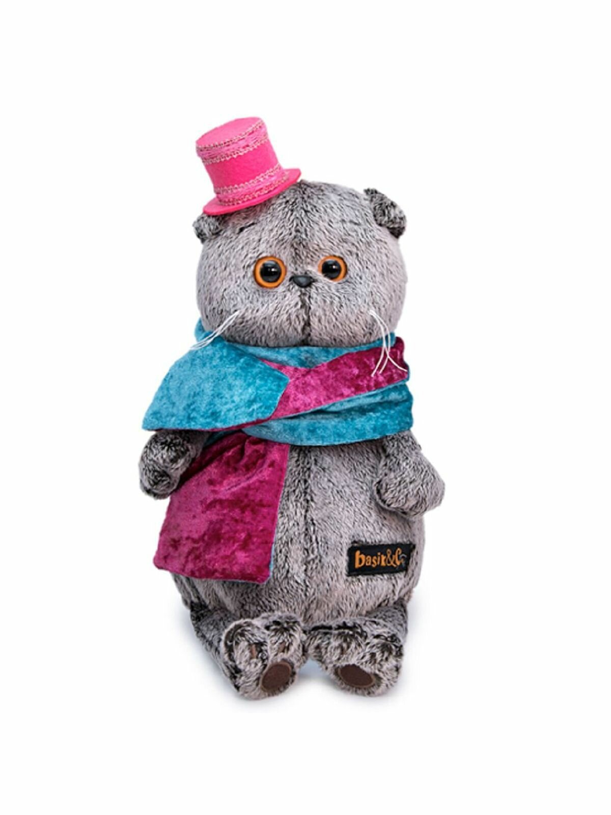 Мягкая игрушка Басик в бархатном кашне 25 см