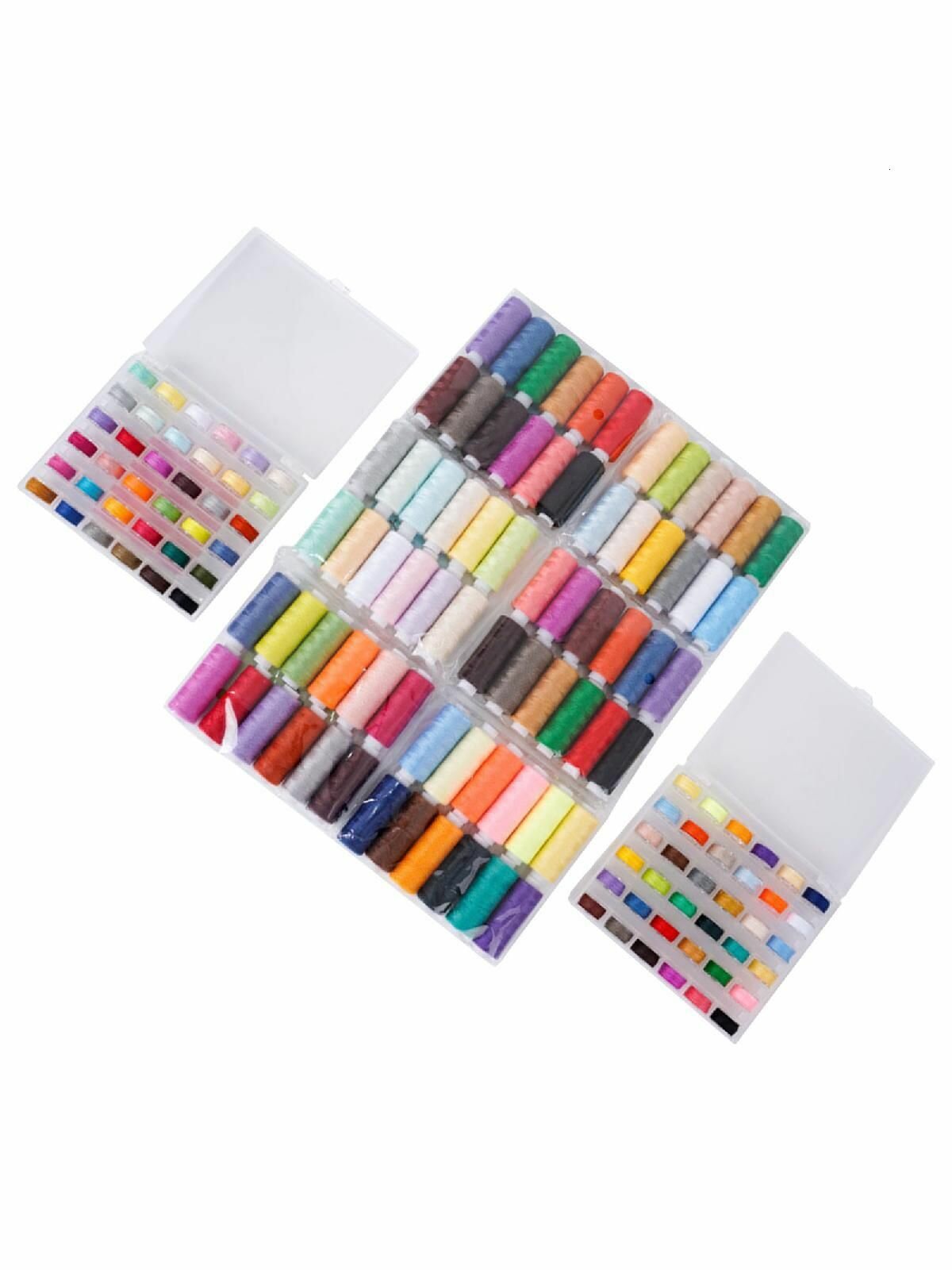 Набор из 36 катушек полиэстеровой швейной нити с бобинами и коробкой для хранения