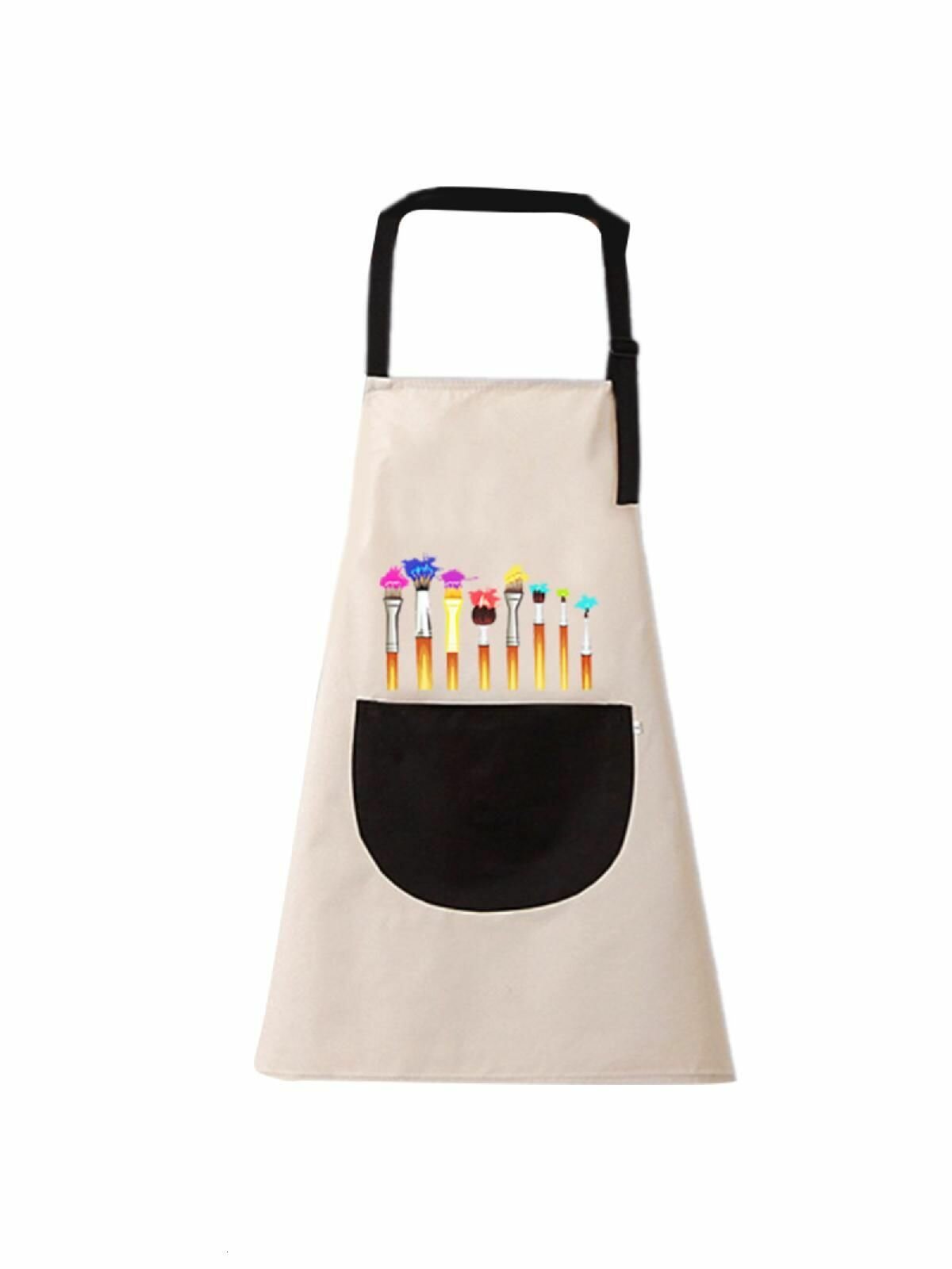Детский фартук для творчества, Серая черная кисть - Большой