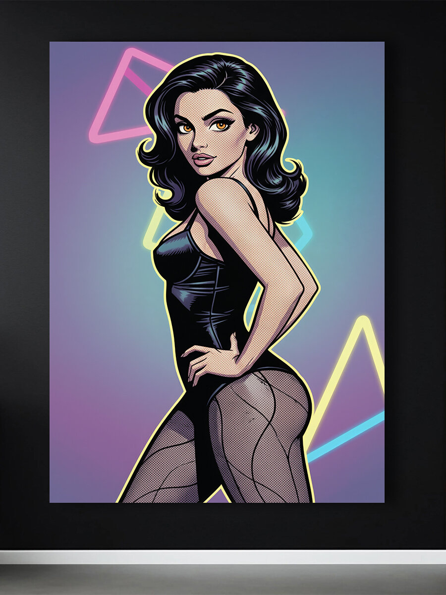 Картина интерьерная на стену - "Стильные девушки в купальниках, бикини, яркий дизайнерский арт на стену в спальню для мужчины" , 60х80 см.