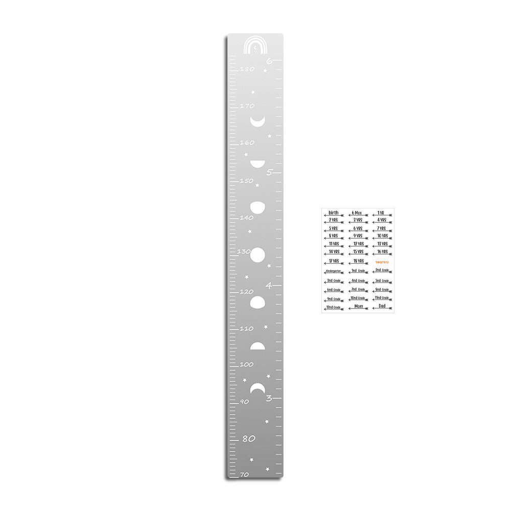 JMU012-017 Акриловая наклейка для измерения роста с УФ-печатью, линейка для роста, самоклеящаяся наклейка для детской комнаты, декор