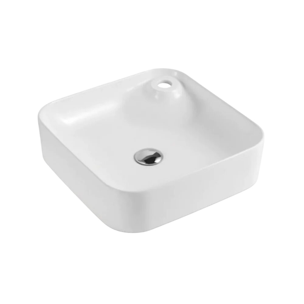 Накладная раковина RGW GS-03 43 см фарфоровая, раковина для ванной, 43 см, квадратная, белая