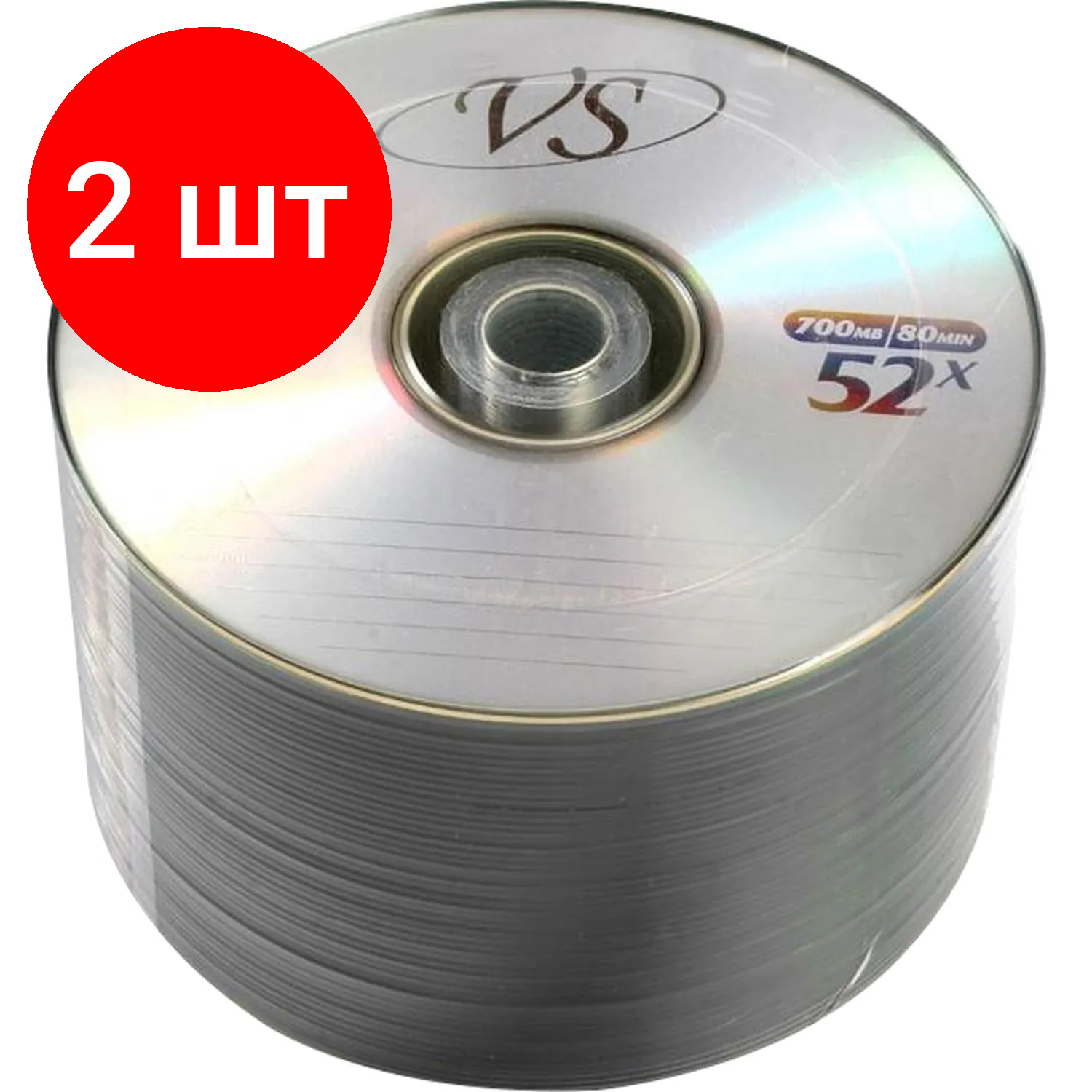 Комплект 2 упаковок, Носители информации CD-R, 52x, VS, Bulk/50, VSCDRB5003