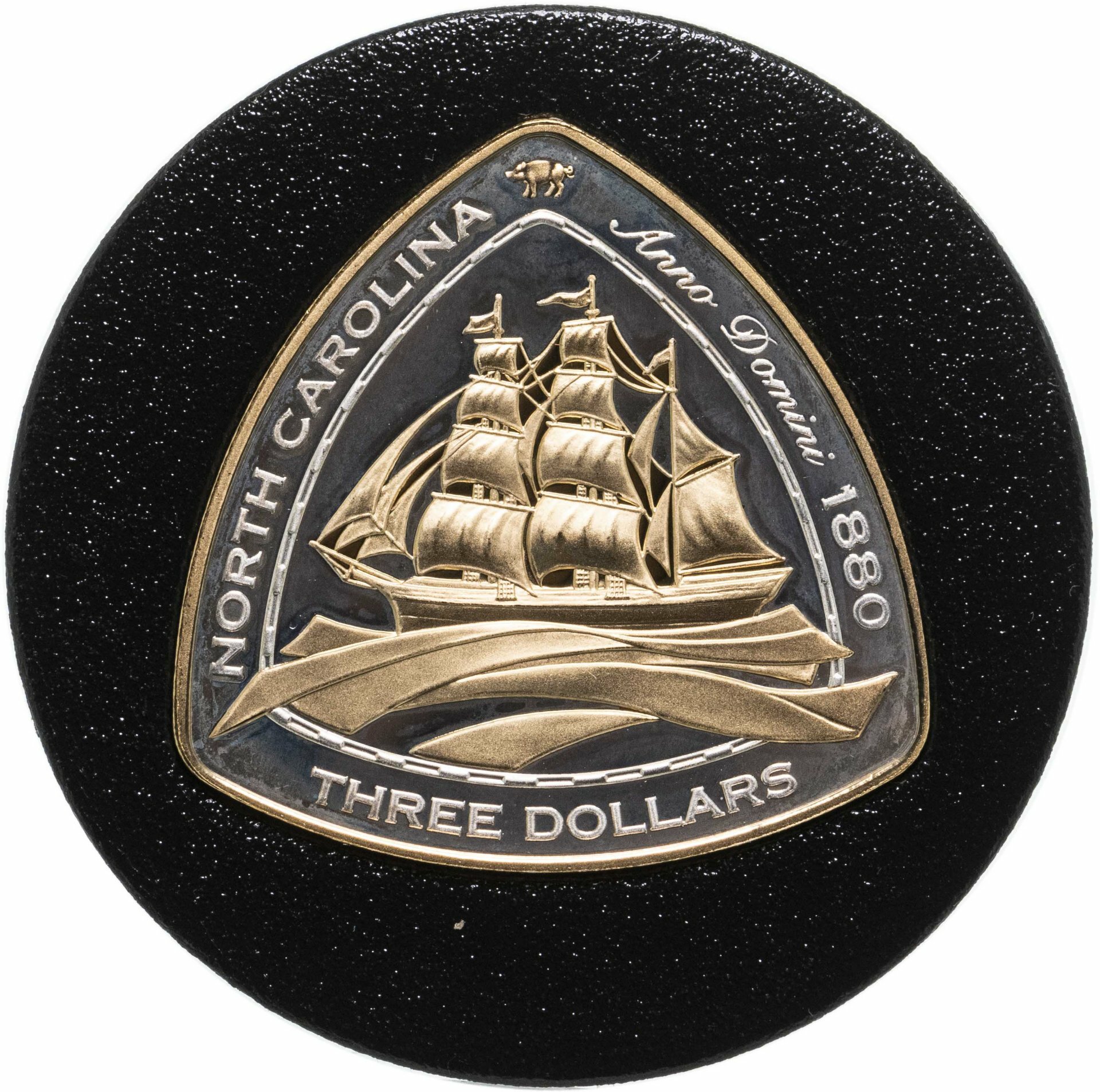 Бермудские острова 3 доллара 2006 "Северная Каролина", Серебро 925, в сохранности Proof