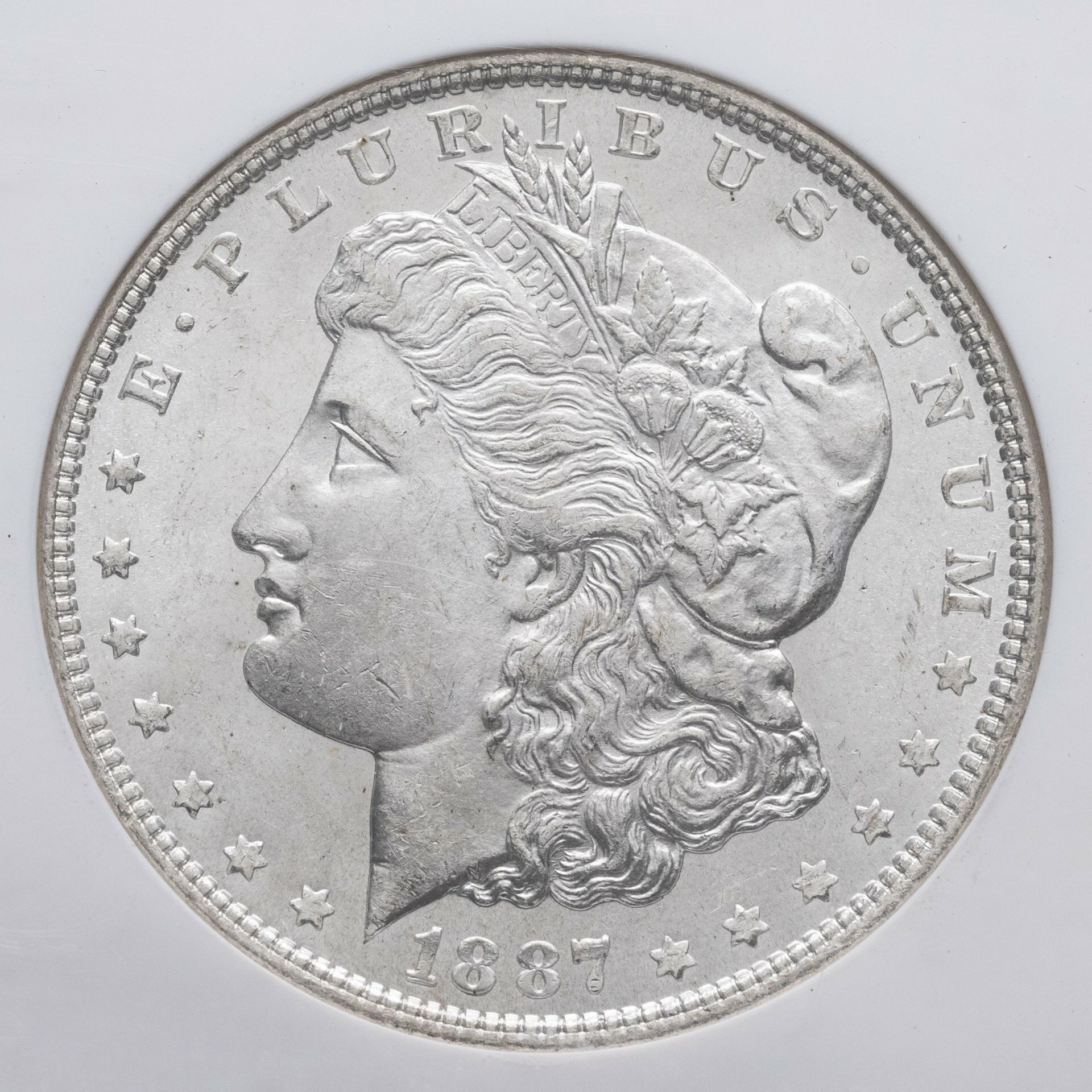 США 1 доллар dollar 1887 Доллар Моргана, без отметки монетного двора, в слабе NGC MS64, Серебро 900