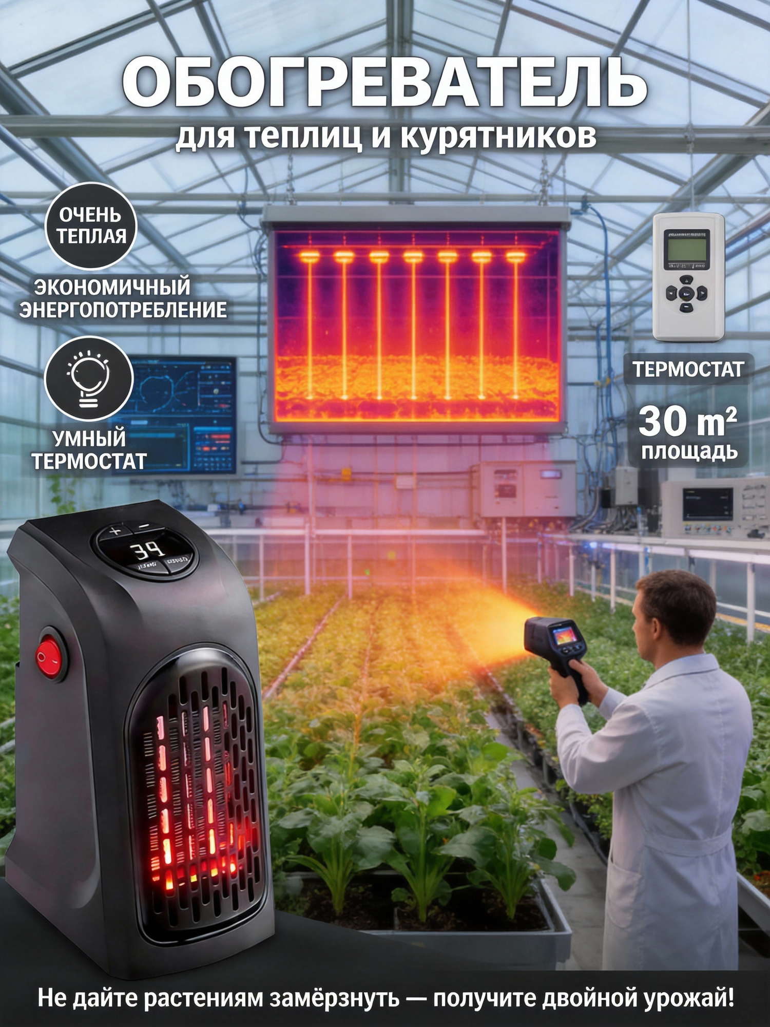 Обогреватель для теплиц, парников, курятников