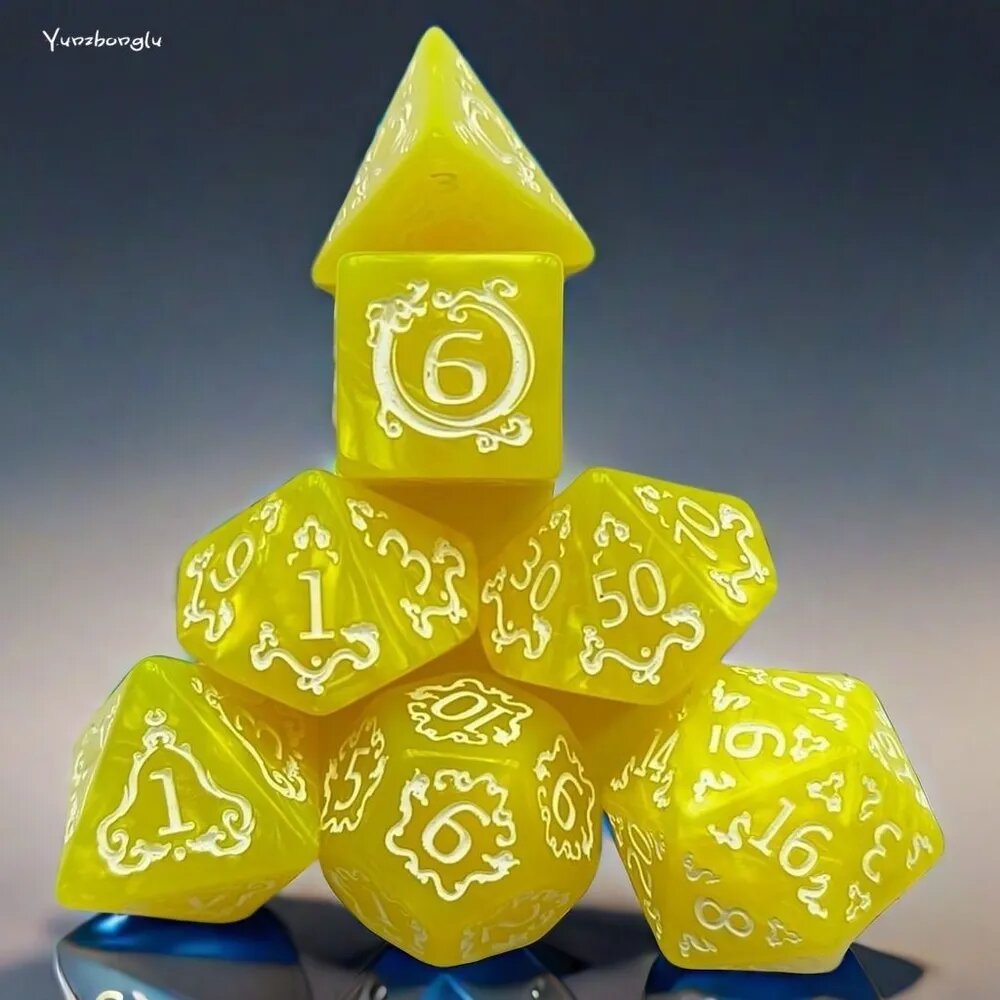 Yunzhonglu Кости игральные, дайсы, кубики для DnD (ДнД) 7 шт