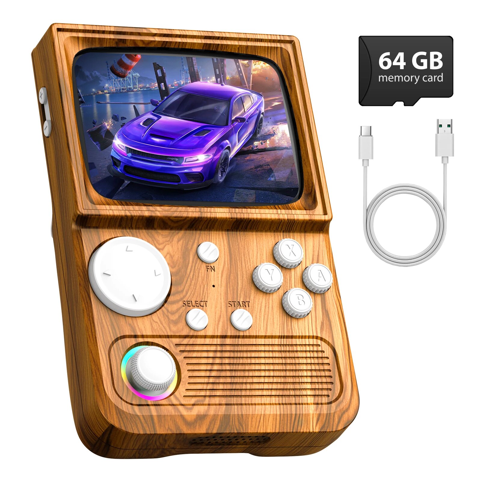Портативная игровая консоль AISLPC R36T Wood Brown 64GB