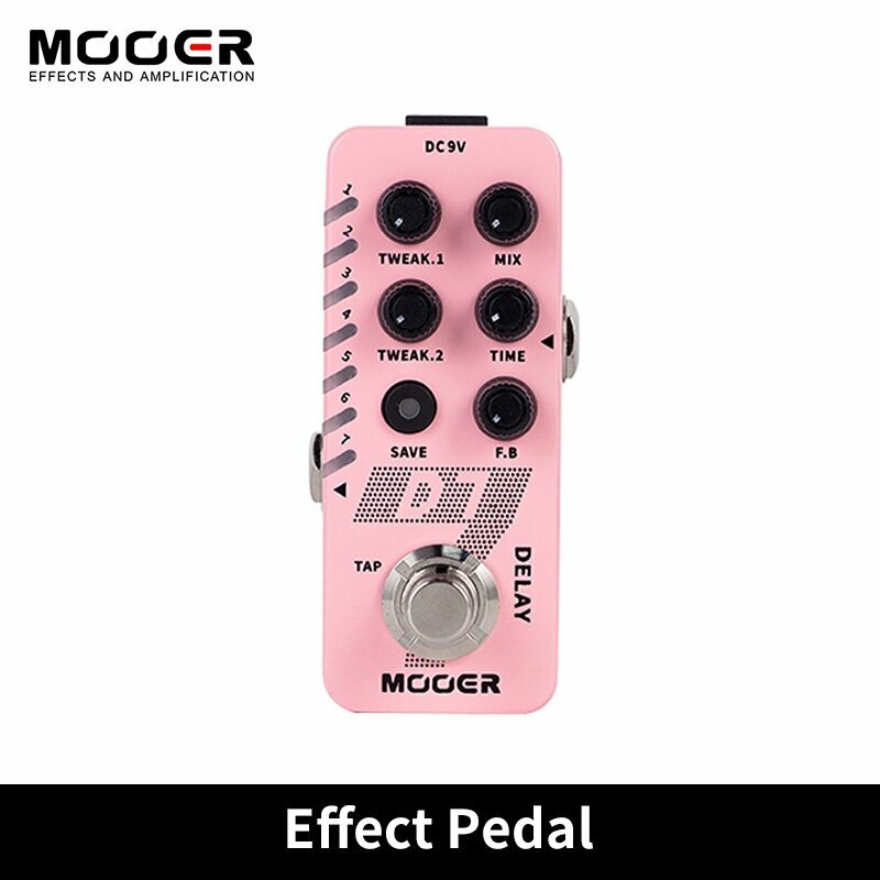 Педаль гитарная Mooer D7, задержка, 6 эффектов, Looper, 150 секунд